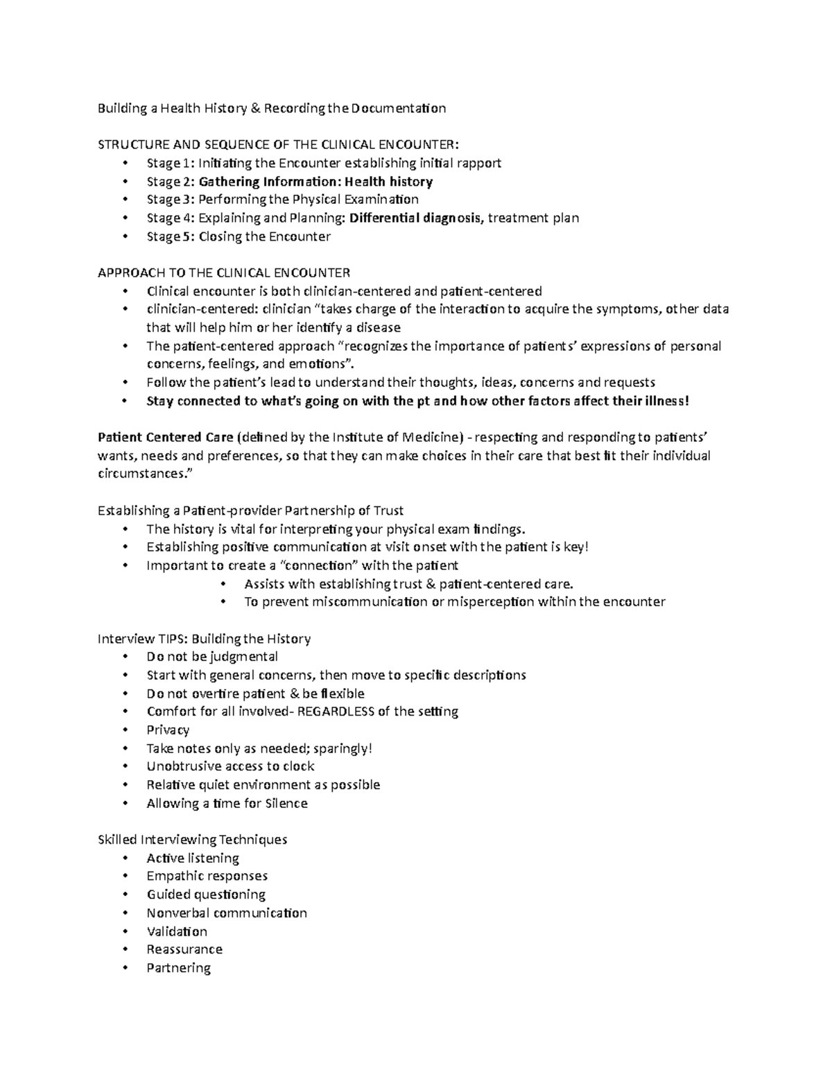 EXAM 1 Study Guide - Building a Health History & Recording the ...