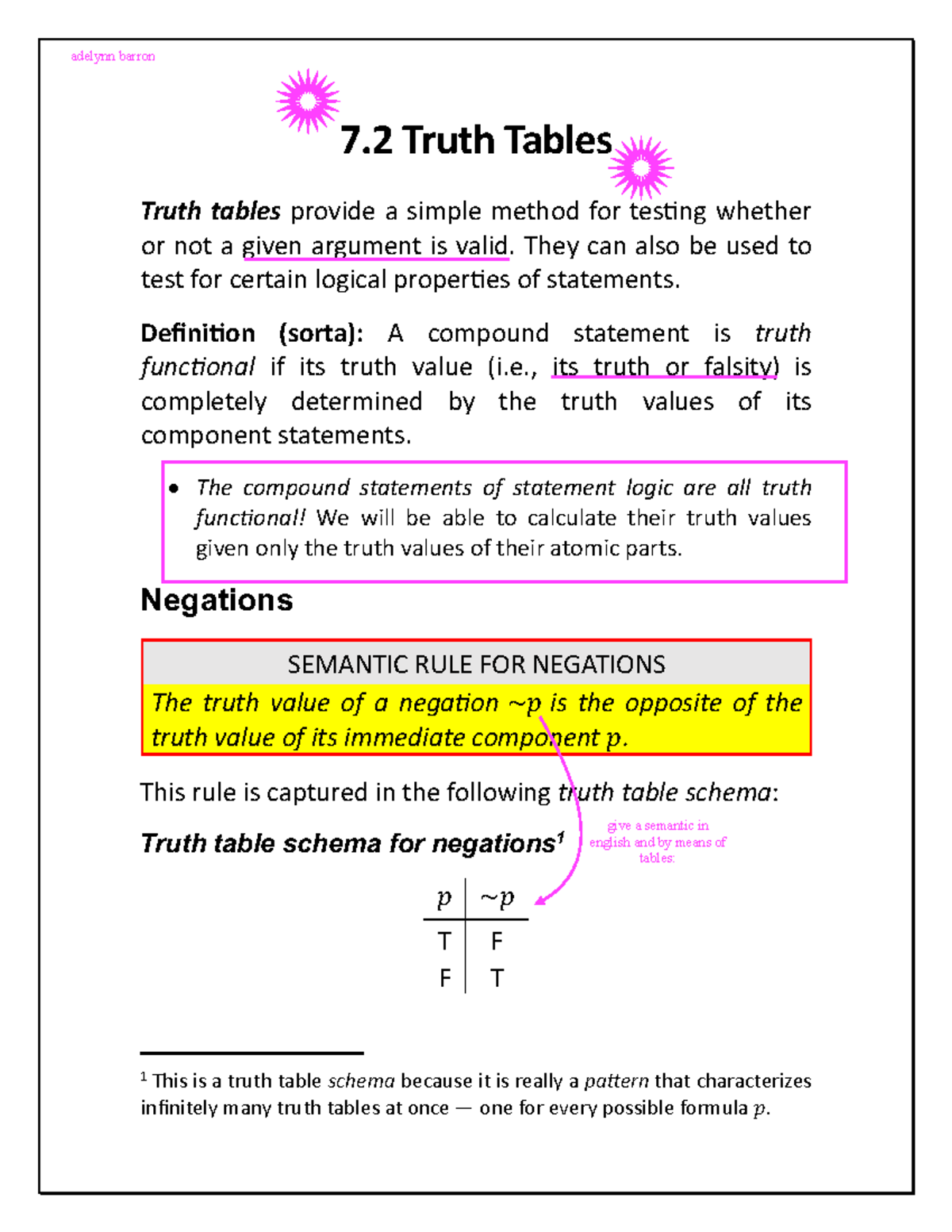 7 lec notes phil 240 - 7 Truth Tables Truth tables provide a simple ...