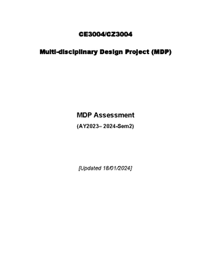 MDP assessment and system checklist - CE3004/CZ Multi-disciplinary ...