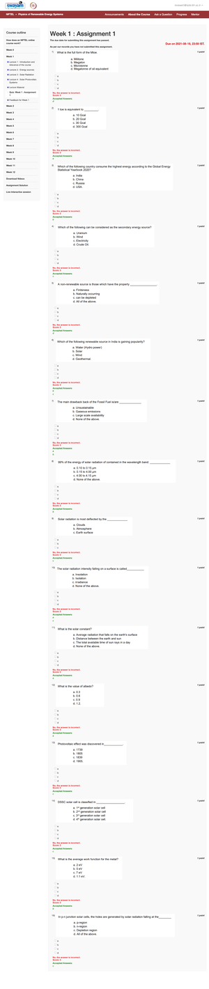 Noc21 ph33 assignment Week 8 - Physics of Renewable Energies - Studocu