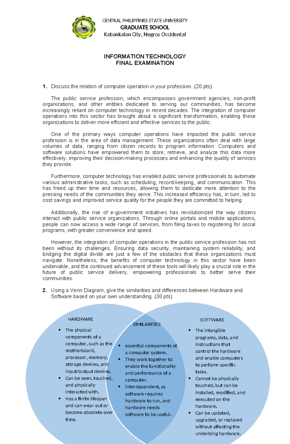 April ROSE S. Dimpo( ED-200- Final EXAM) - CENTRAL PHILIPPINES STATE ...