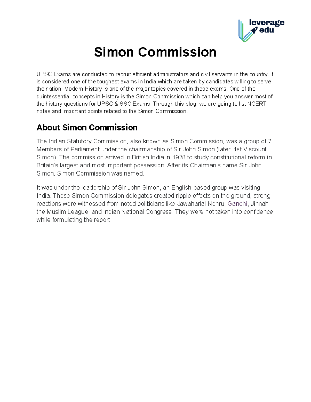 Simon Commission Notes PDF - Simon Commission UPSC Exams are conducted ...