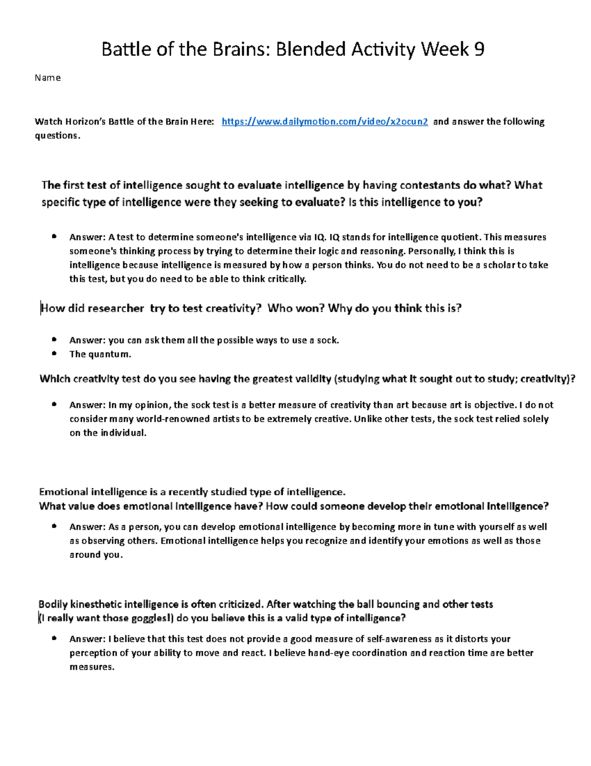 Blended Brain Worksheet Spring 2021 - Battle of the Brains: Blended ...