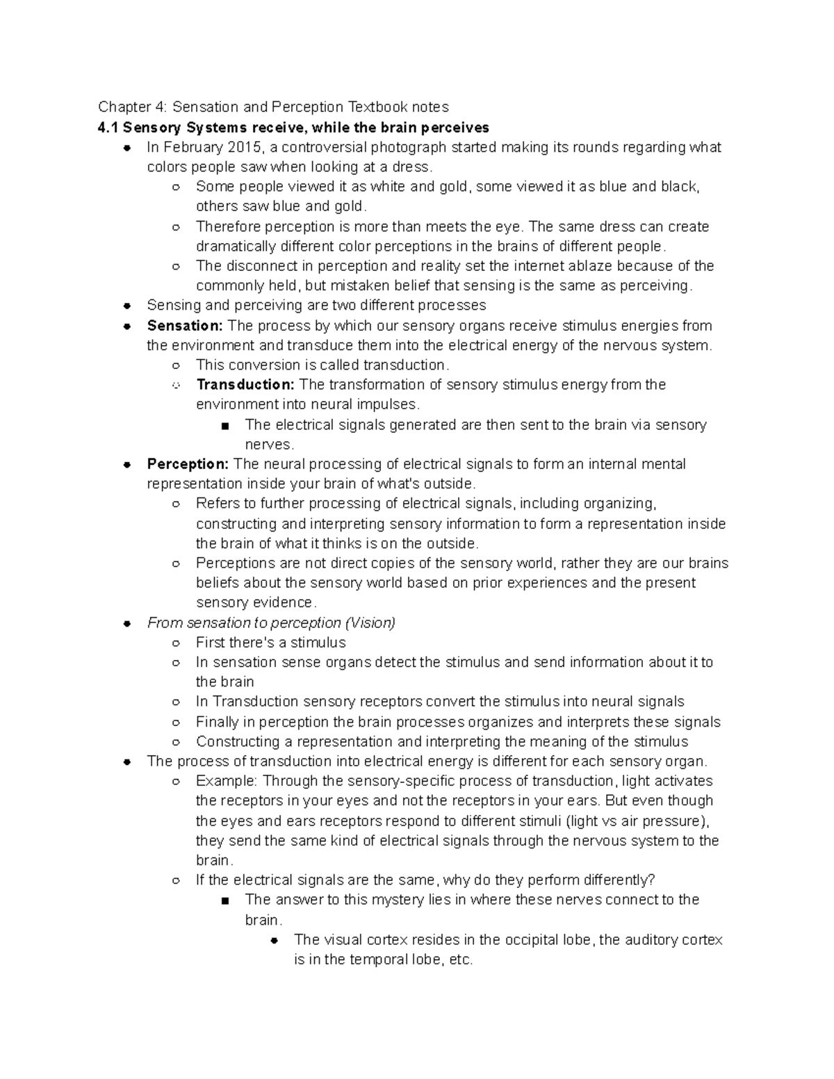 Chapter 4 Sensation and Perception Textbook notes - Some people viewed ...