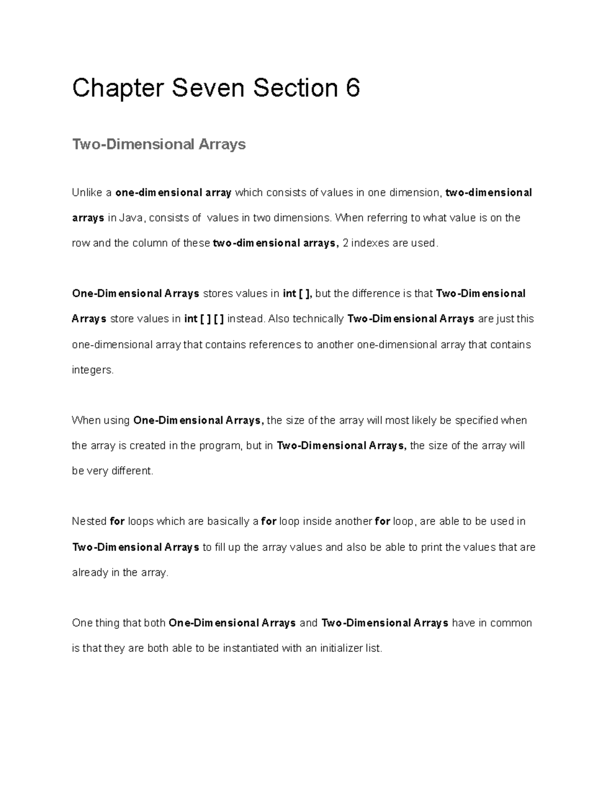 Java Foundations (Introduction to Program Design and Data Structures) Chapter 7 Section Six ...