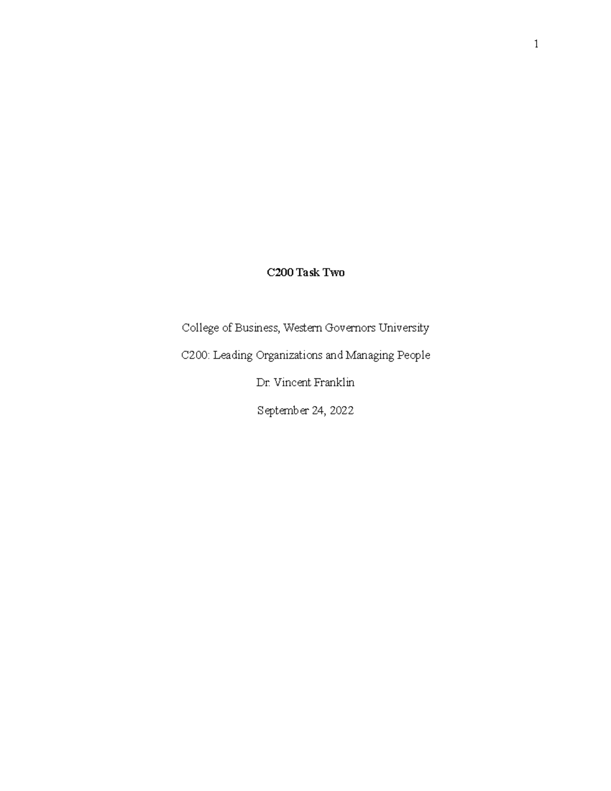 C200 task 2 - passed on first attempt - C200 Task Two College of ...