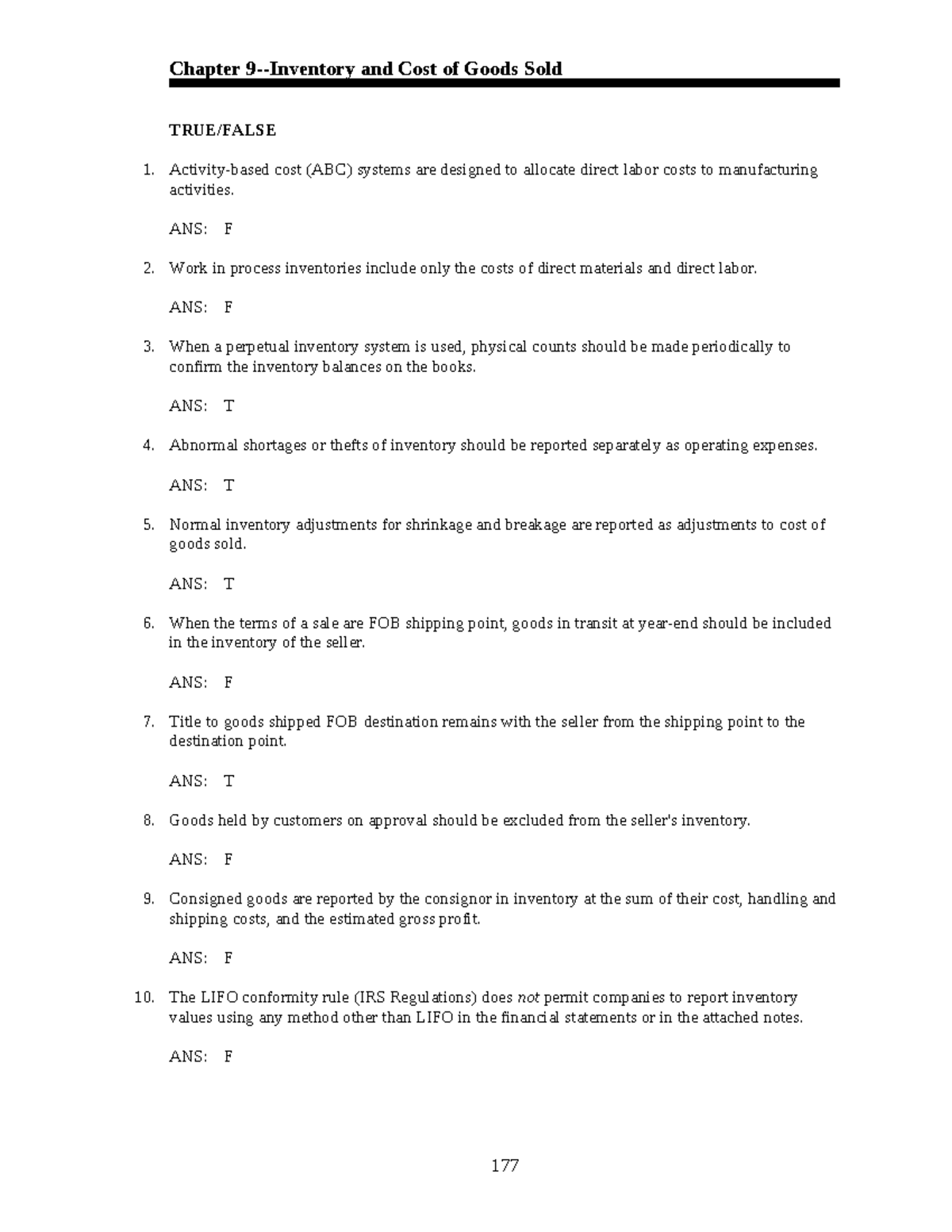 Financial Accounting Chapter 9 - Chapter 9-Inventory and Cost of Goods ...