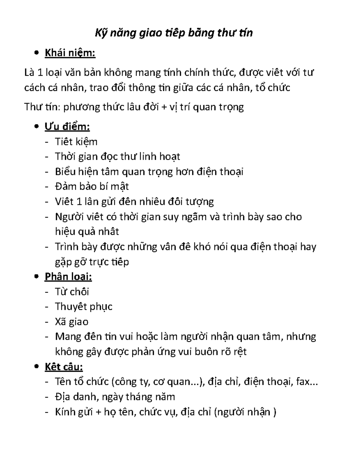 Kỹ năng giao tiếp bằng thư tín - Kỹỹ năng giao tếếp băằng th ưtn Khái ni m:ệ Là 1 lo i văn b n ...