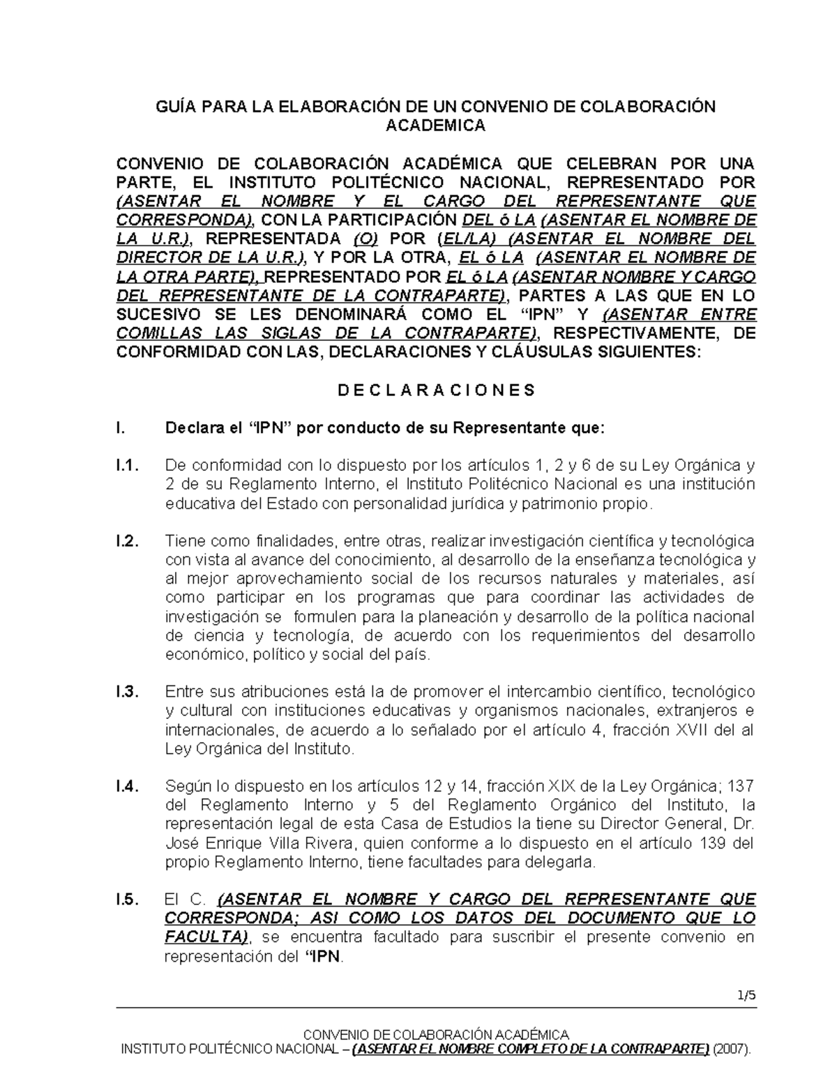Formato DE Convenio DE Colaboracion Academica - GUÍA PARA LA ELABORACIÓN DE UN CONVENIO DE - Studocu