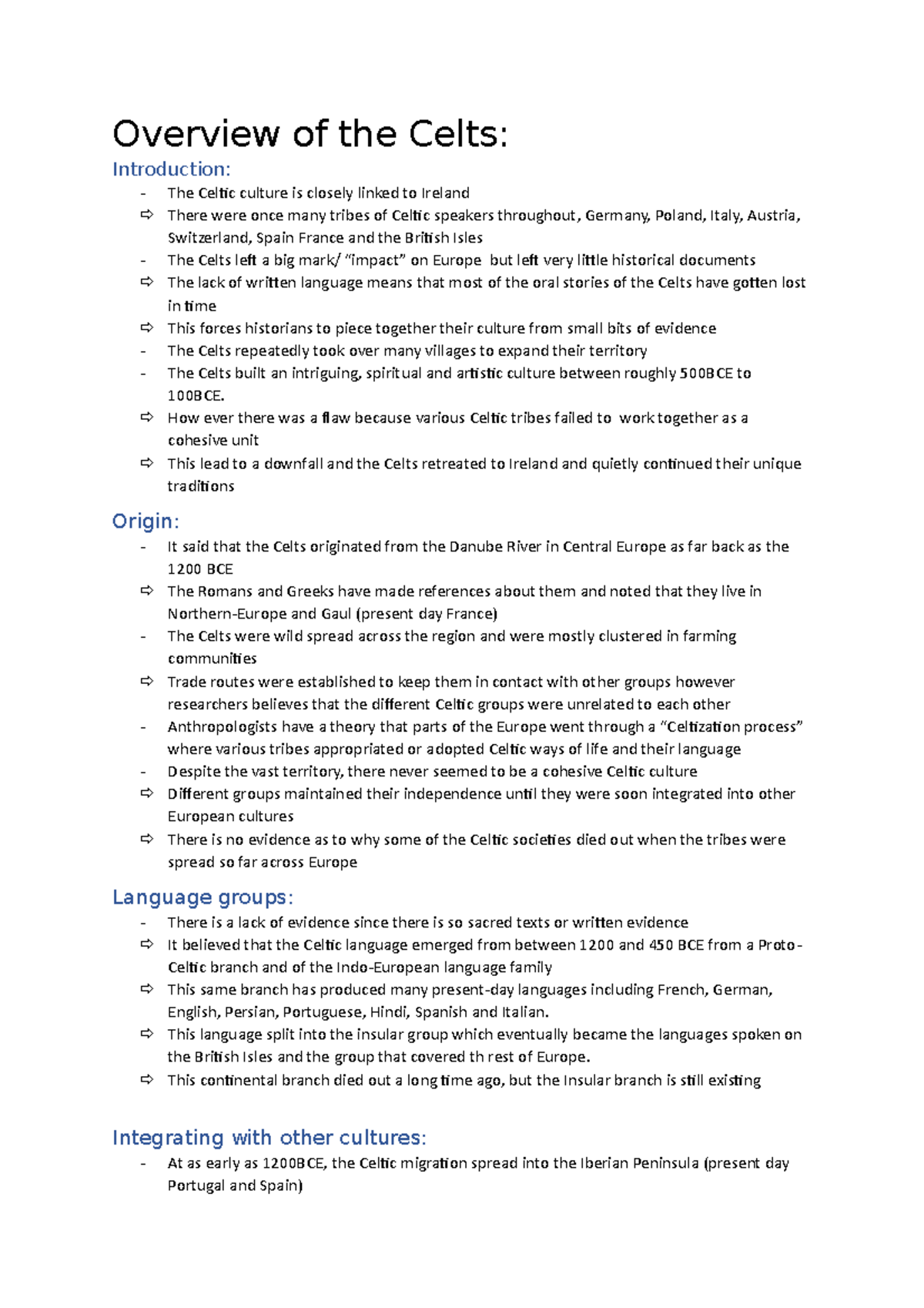 Overview of the Celts - N/A - Overview of the Celts: Introduction: The ...