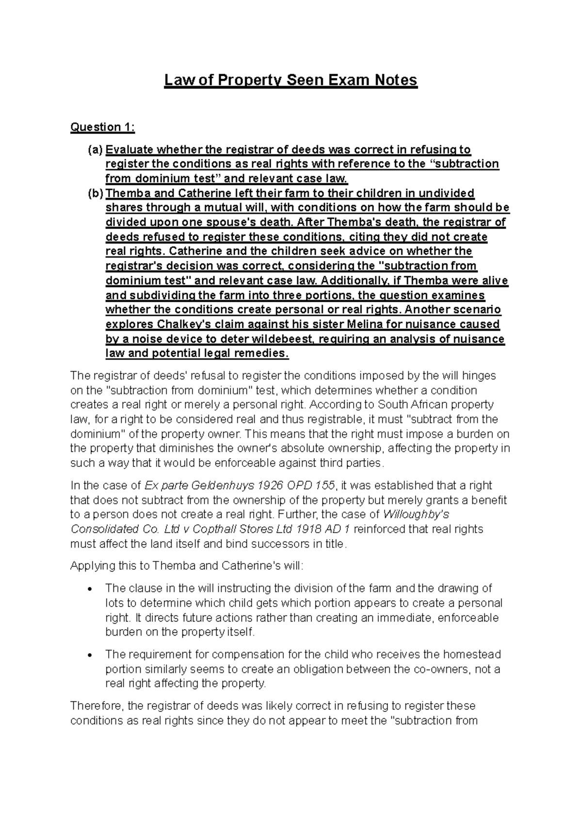 Law of Property Seen Exam Notes - Law of Property Seen Exam Notes ...