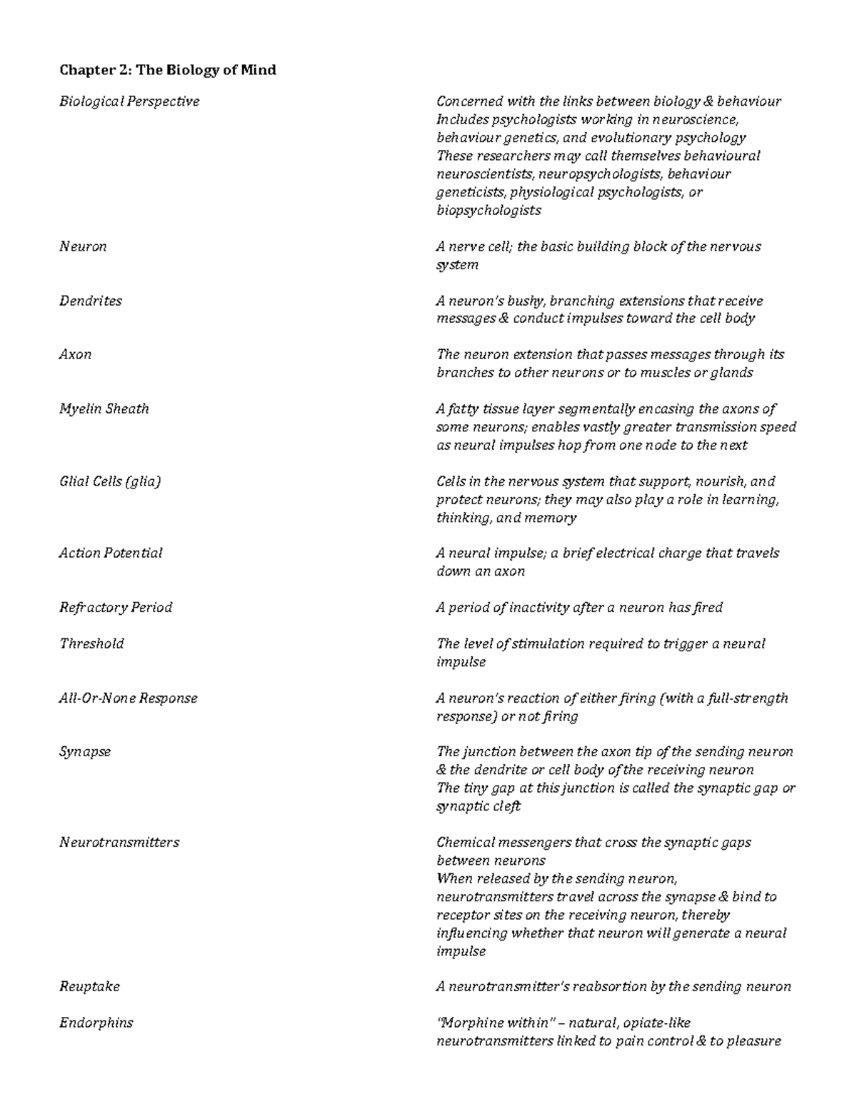 Chapter 2-The Biology of Mind - Chapter 2: The Biology of Mind ...