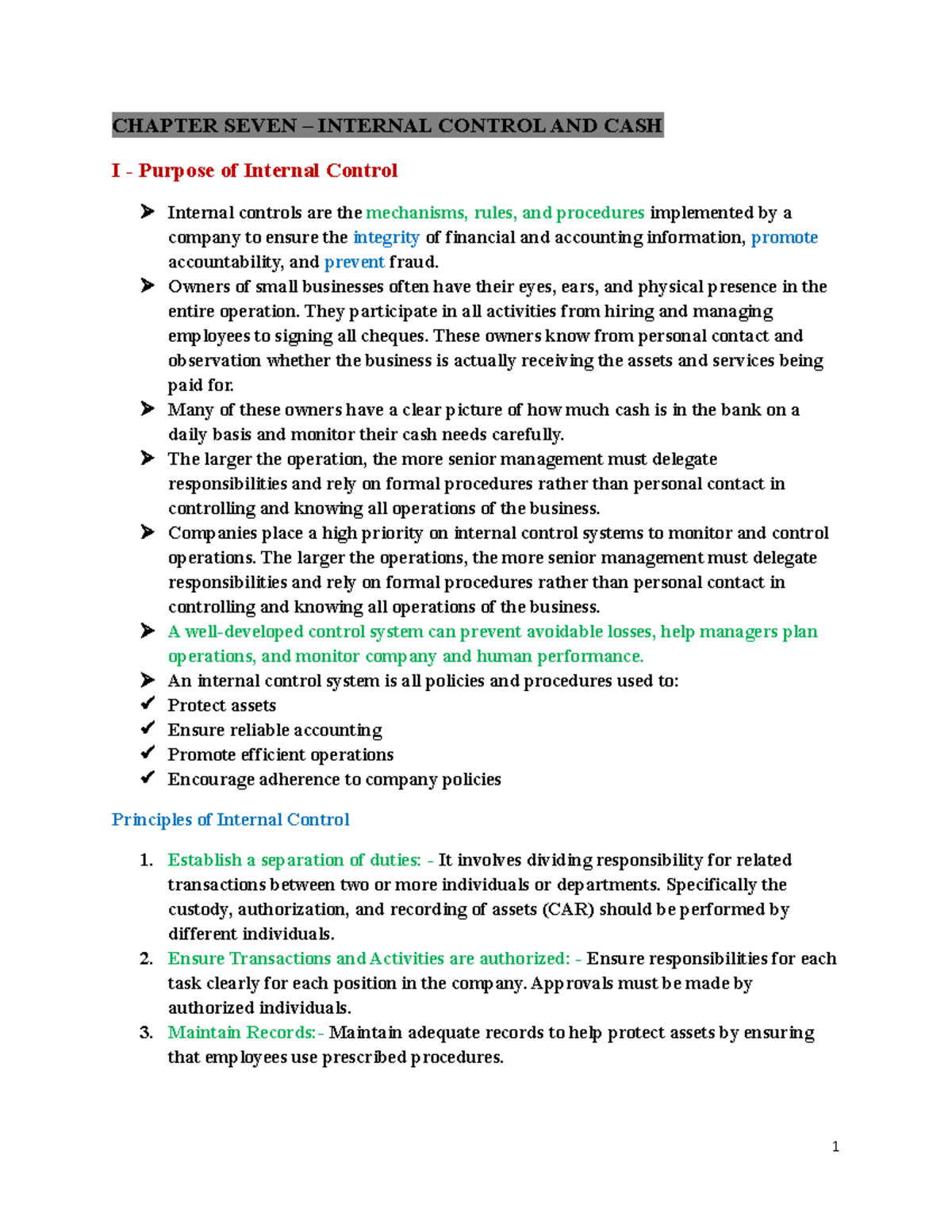 Ch 7 - Fud - Chapter 7 - CHAPTER SEVEN – INTERNAL CONTROL AND CASH I ...