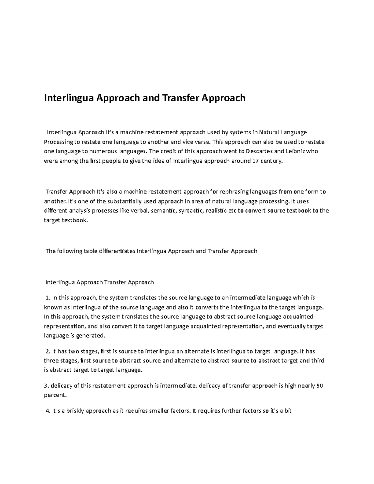 Interlingua Approach and Transfer Approach - Interlingua Approach and ...