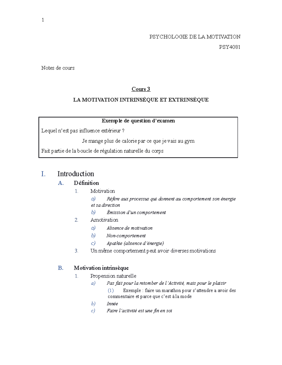 Motivation cours 3 - PSY4080 - UQAM - Studocu