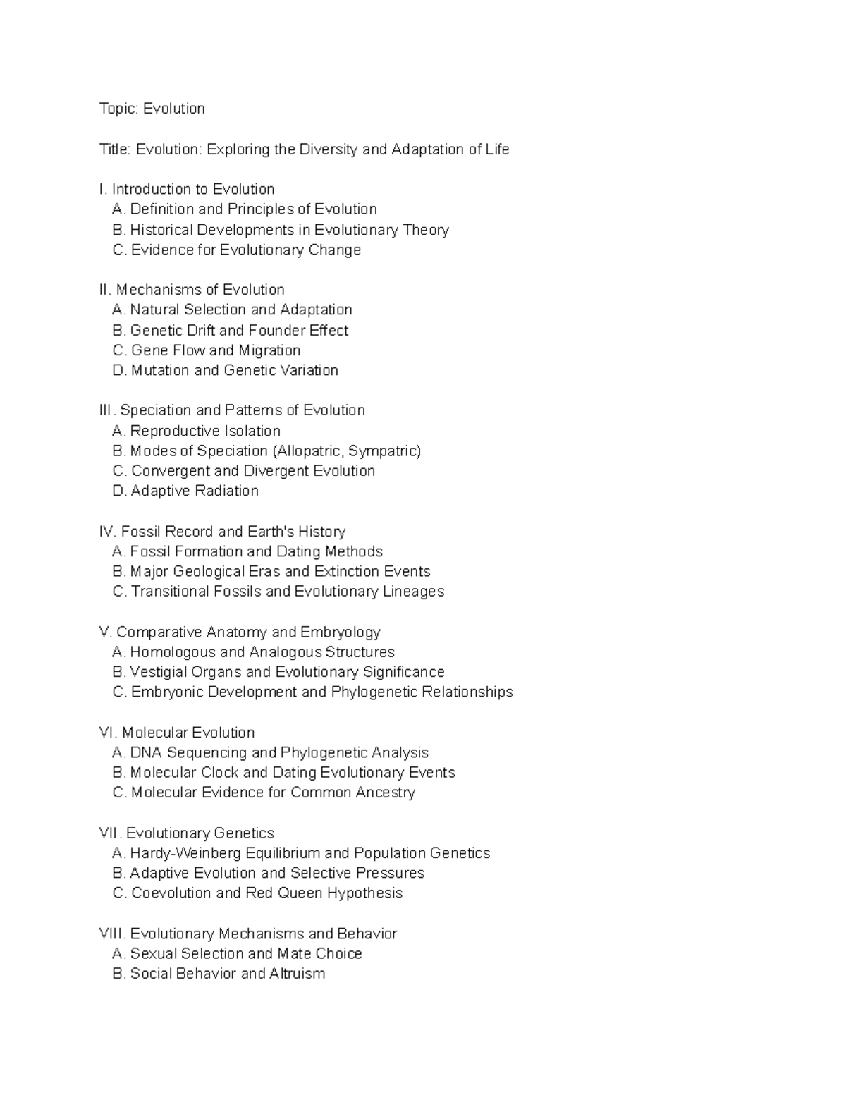 Topic Evolution - Topic: Evolution Title: Evolution: Exploring the ...