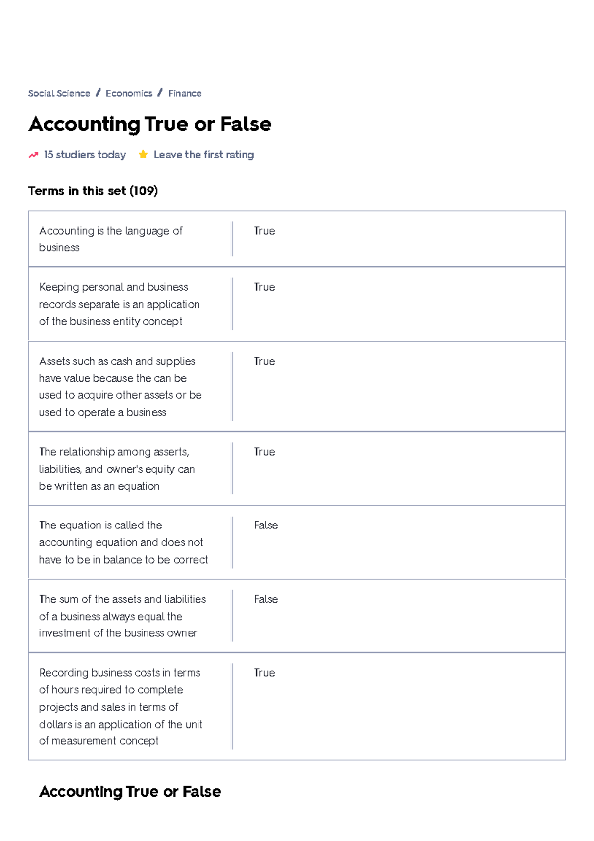 Accounting True or False Flashcards - Accounting True or False 15 ...