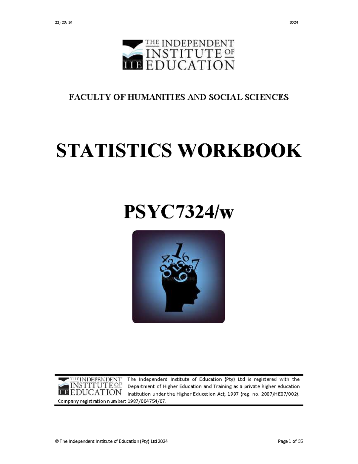 Statistics workbook - FACULTY OF HUMANITIES AND SOCIAL SCIENCES ...