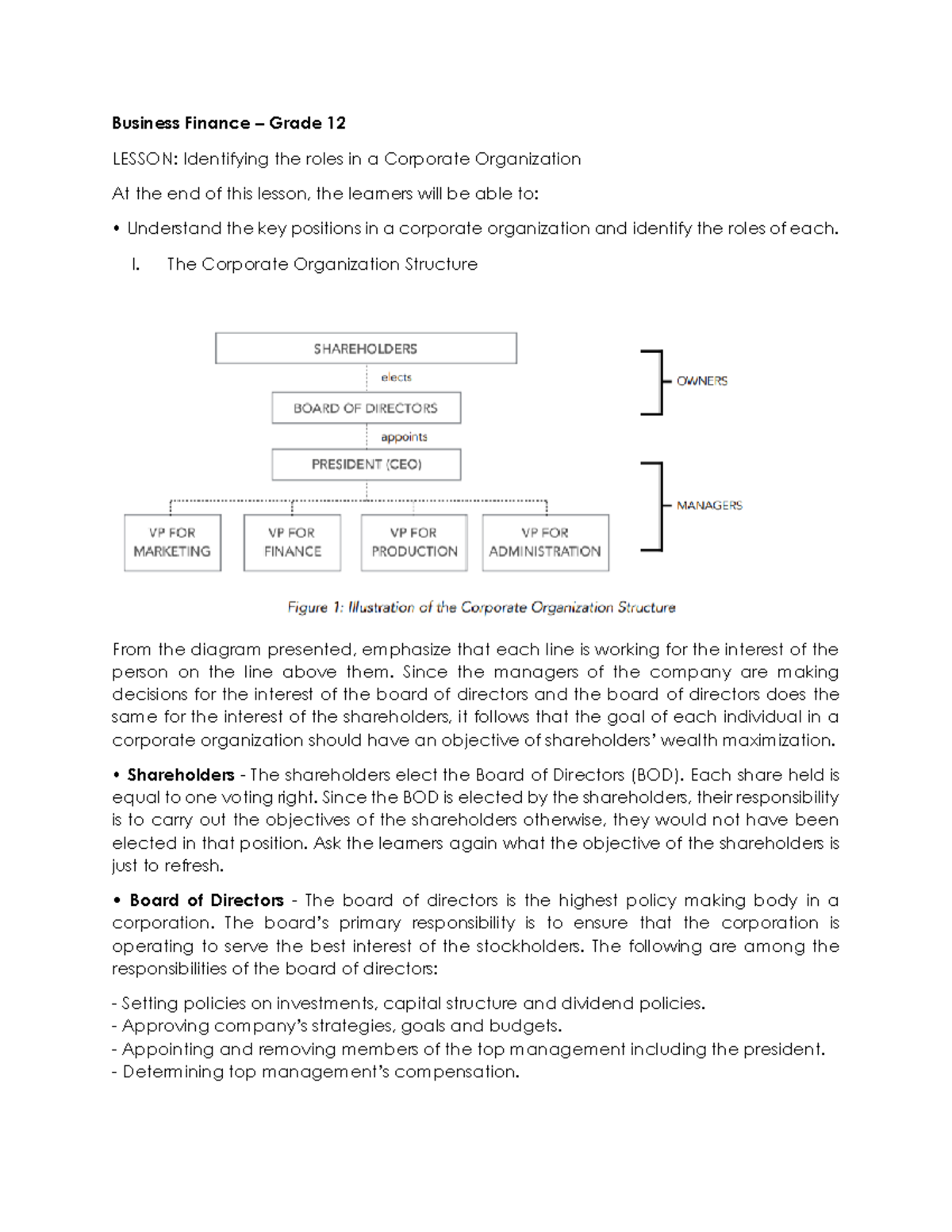Lesson 2 - ssss - Business Finance – Grade 12 LESSON: Identifying the ...