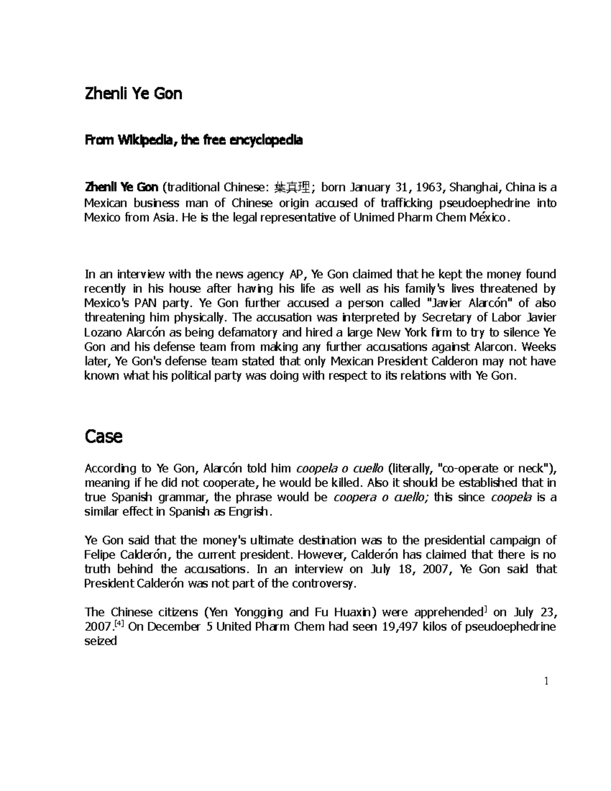 Zhenli YE GON - apuntes - Zhenli Ye Gon From Wikipedia, the free ...
