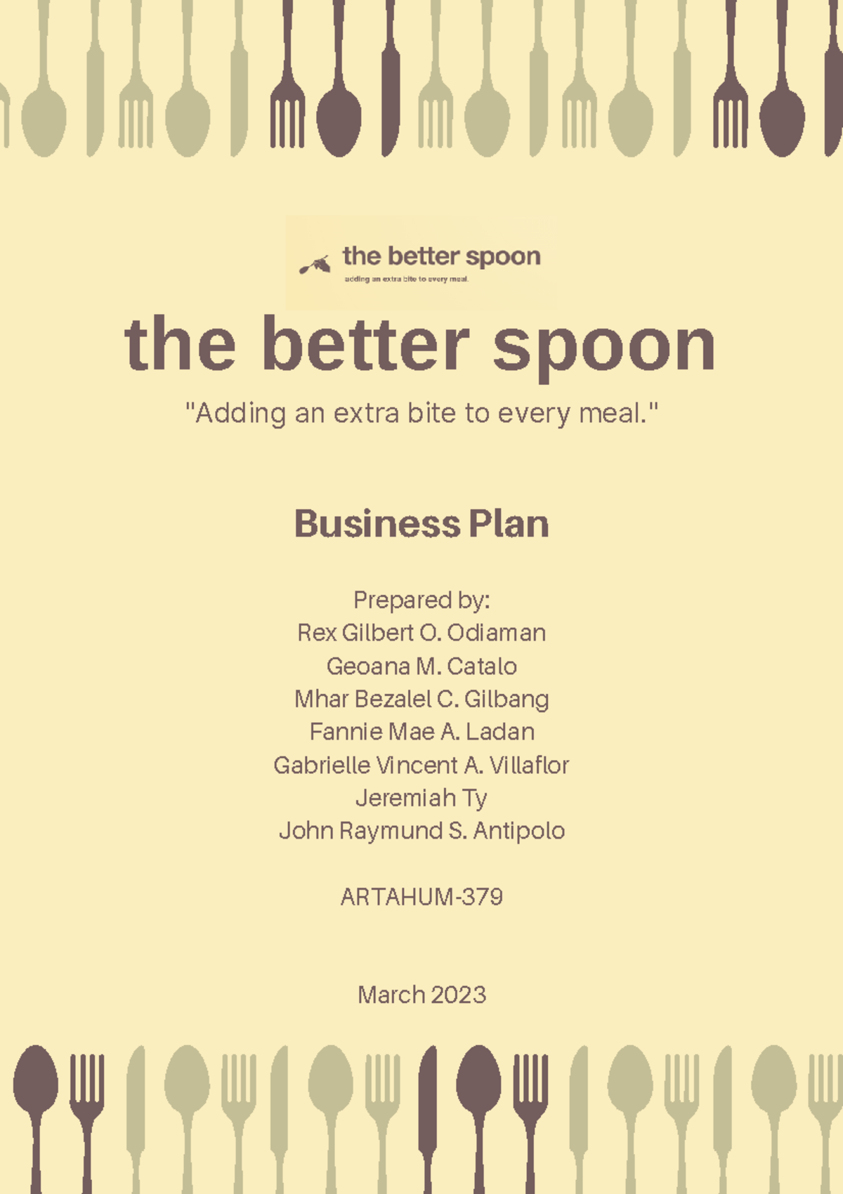 THE- Better- Spoon - Business Plan - the better spoon "Adding an extra ...