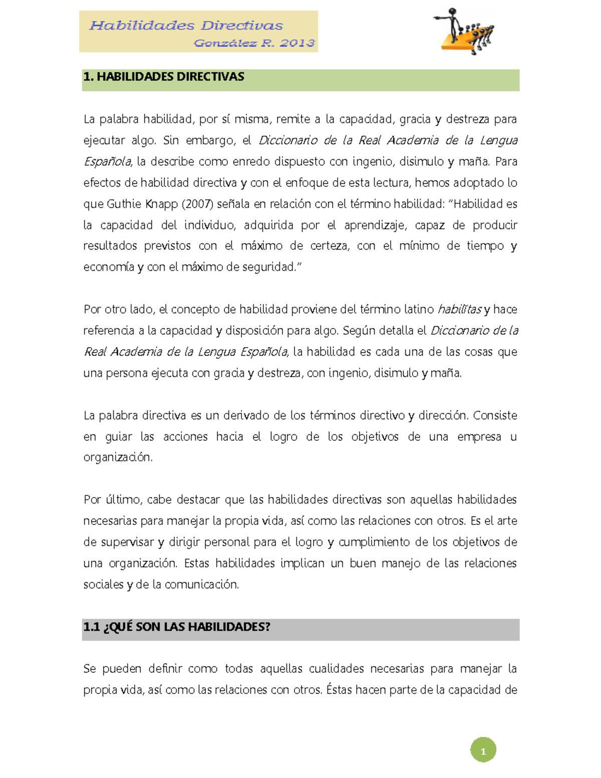 Habilidades directivas - 1. HABILIDADES DIRECTIVAS La palabra habilidad ...