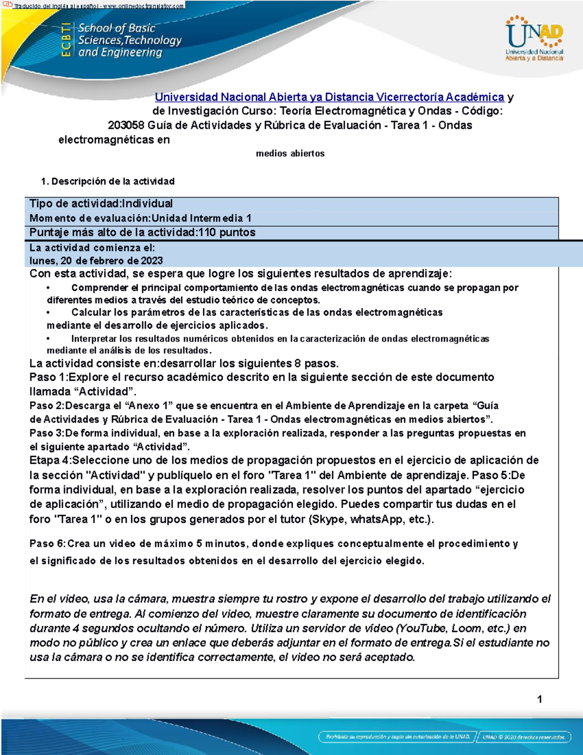 Activity Guide And Evaluation Rubric Unit 1 Task 1 Electromagnetic Waves In Open Media