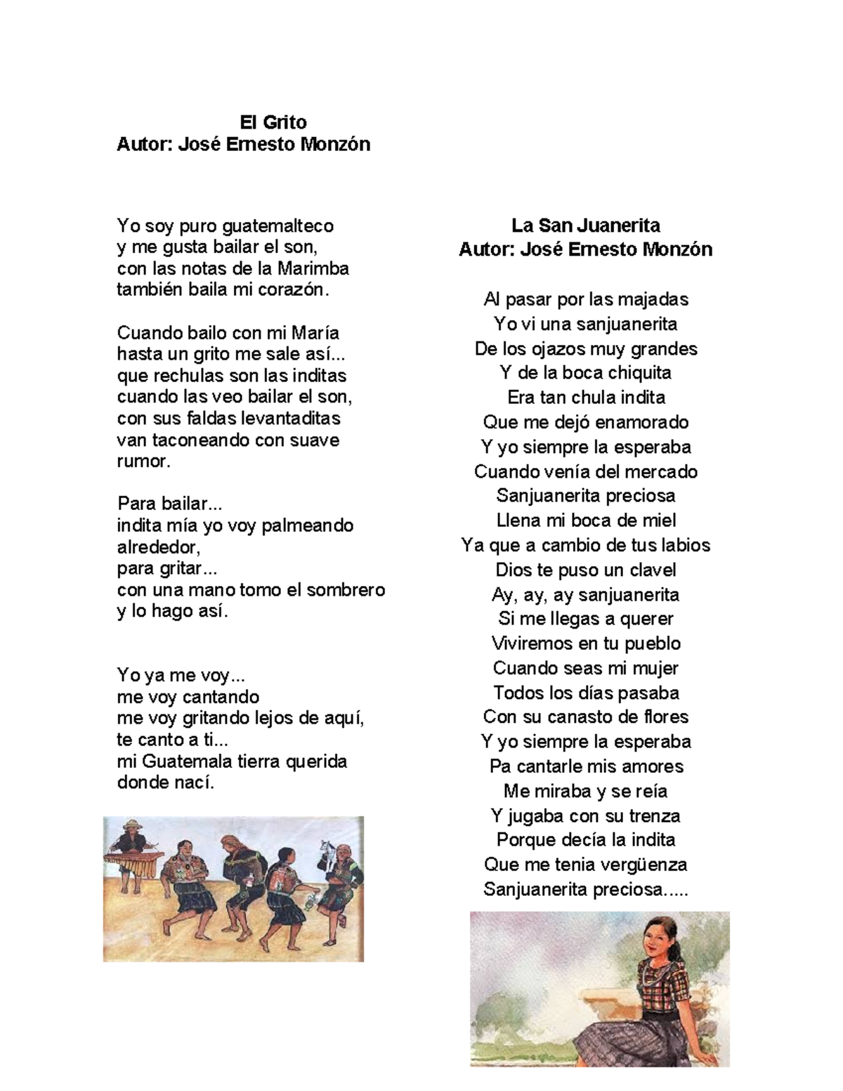 Canciones guatemaltecas - El Grito Autor: José Ernesto Monzón Yo soy ...