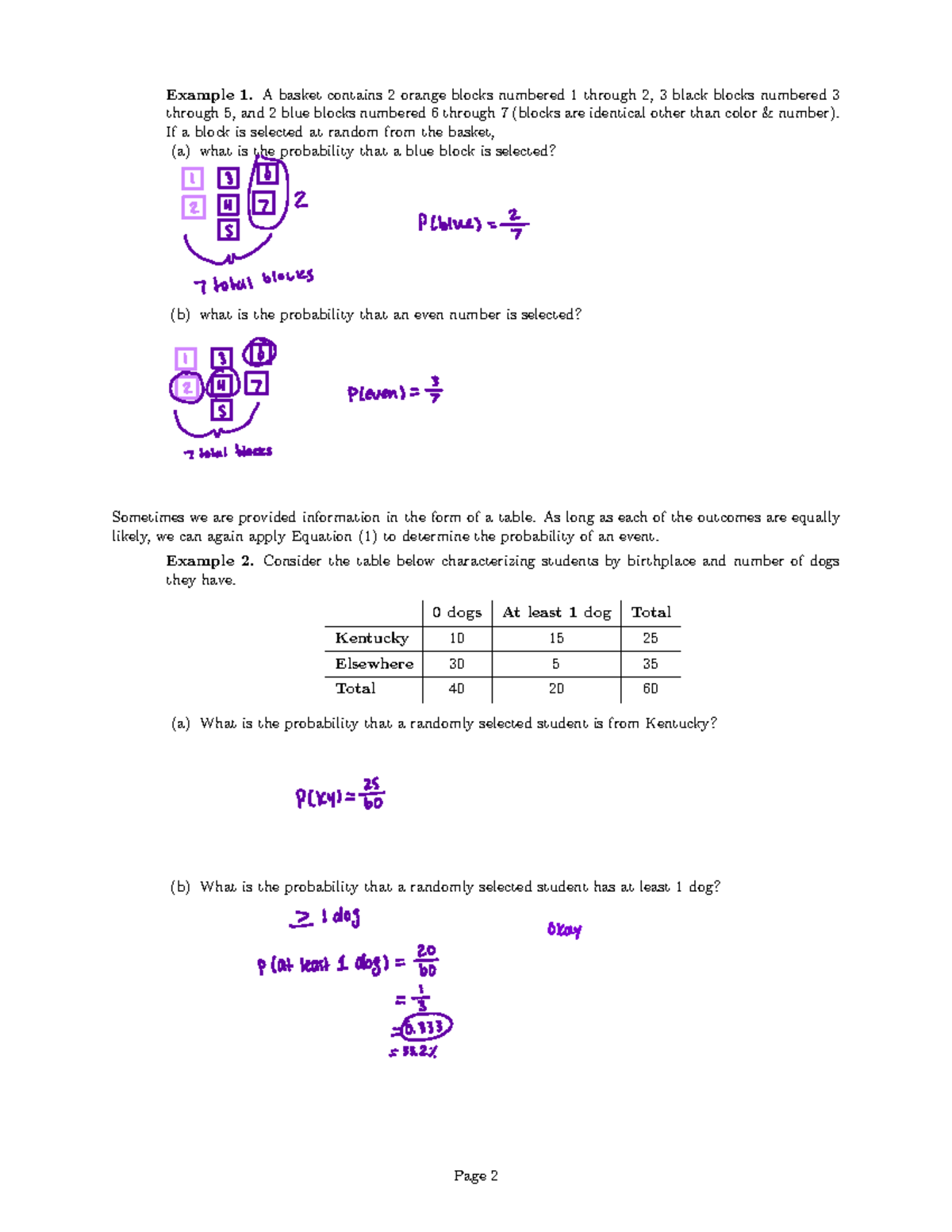 Probability theory + counting principles 2 - Example 1. A basket contains 2 orange blocks ...