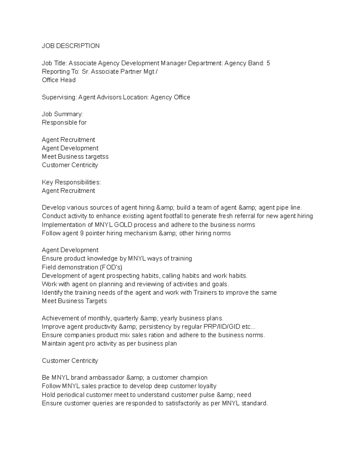 Associate Agency Development Manager - Associate Partner Mgt / Office ...