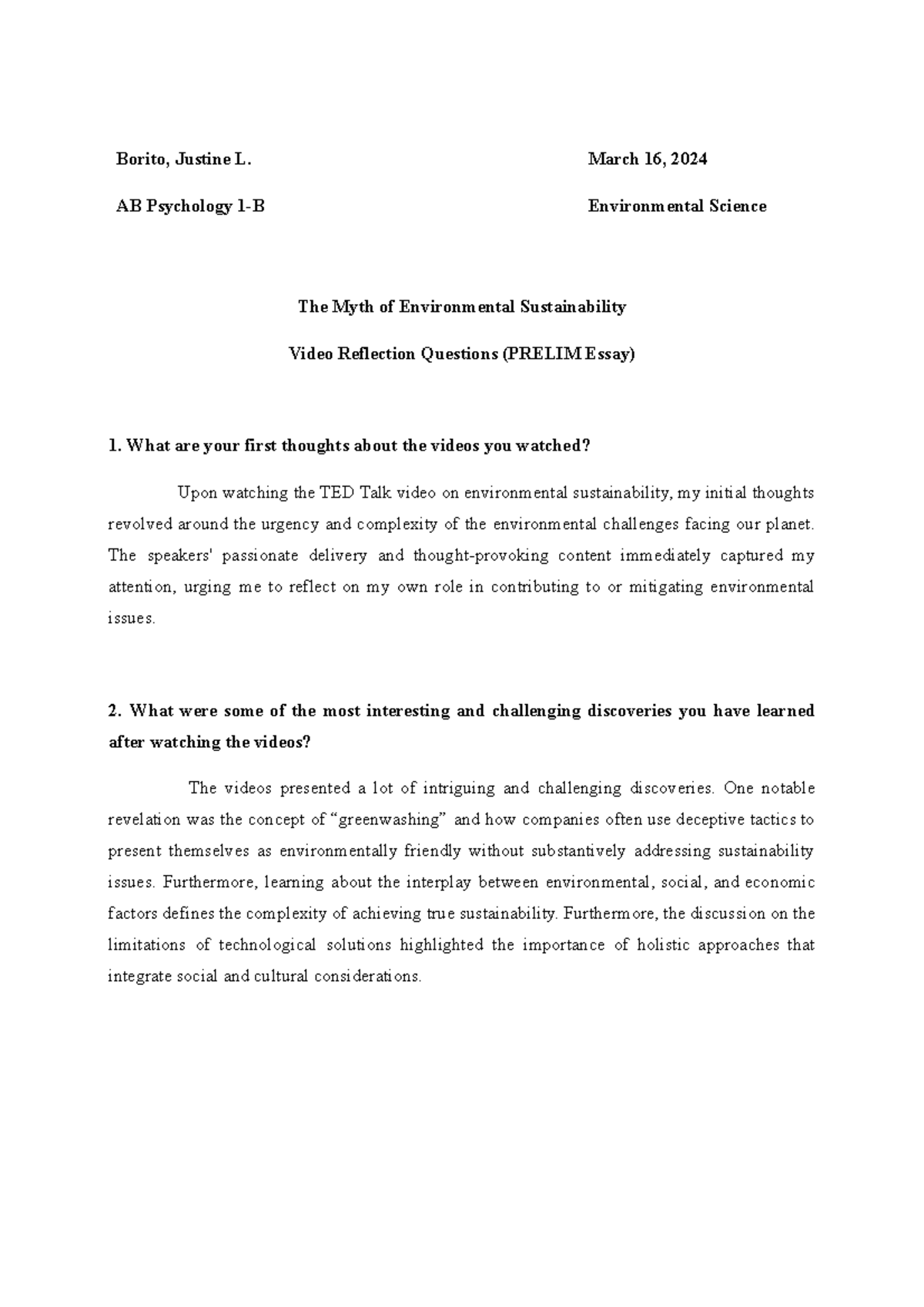 Borito- Prelim-ENVI SCI- Abpsych 1B - The Myth of Environmental ...