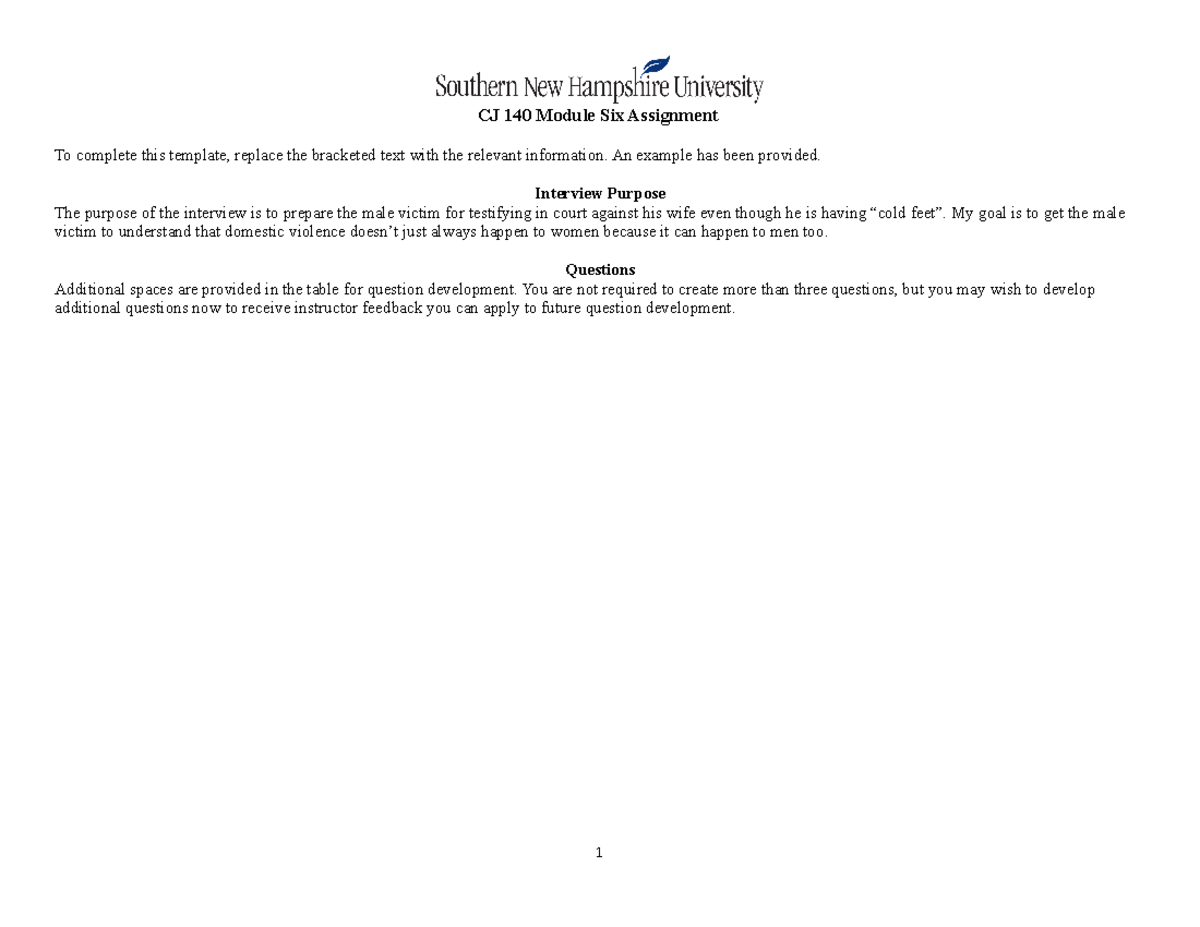 6-2 Module Six Assignment - CJ 140 Module Six Assignment To complete ...