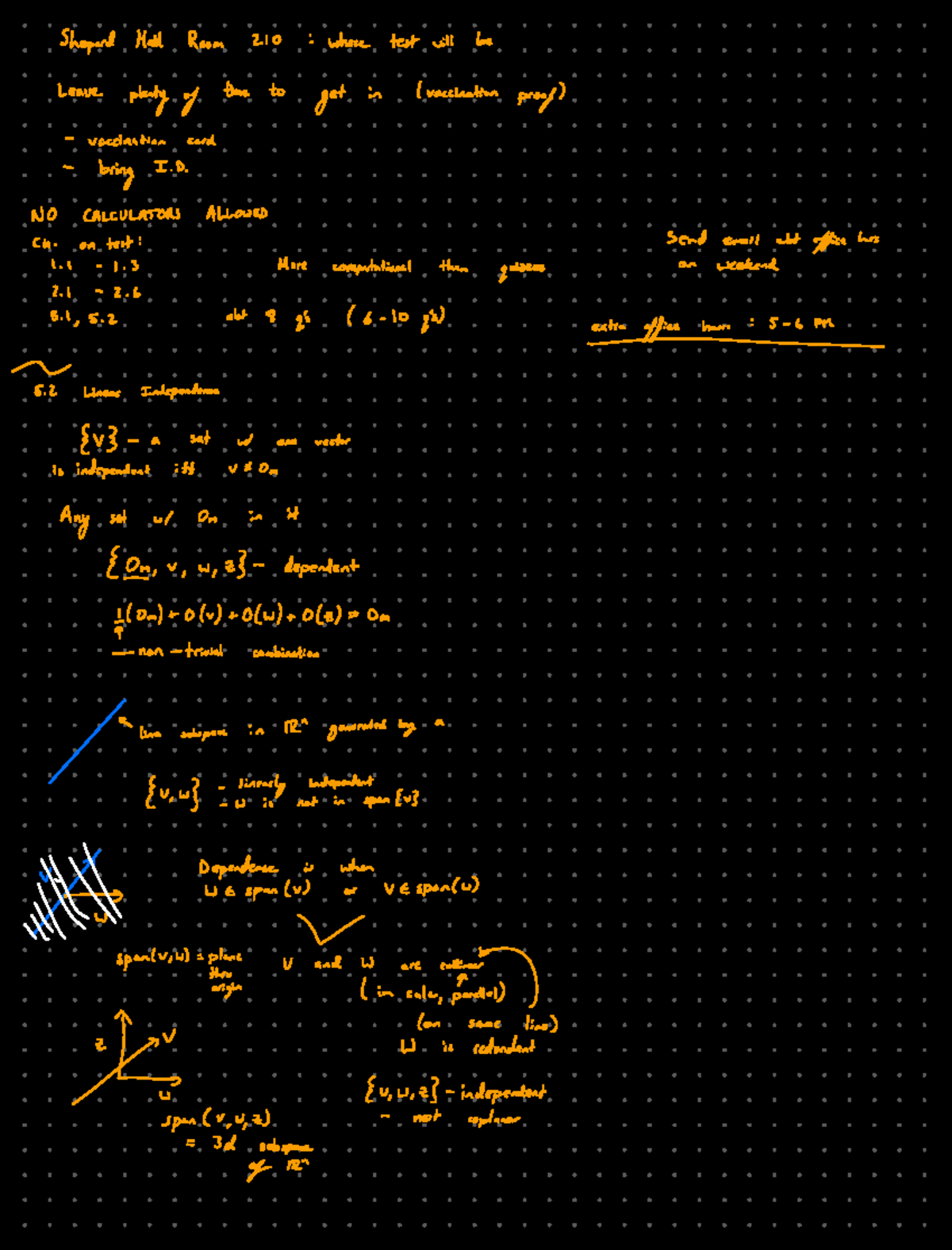 Lesson 14 notes for Lin Alg - Shepard Hall Room 210 where testwill be ...