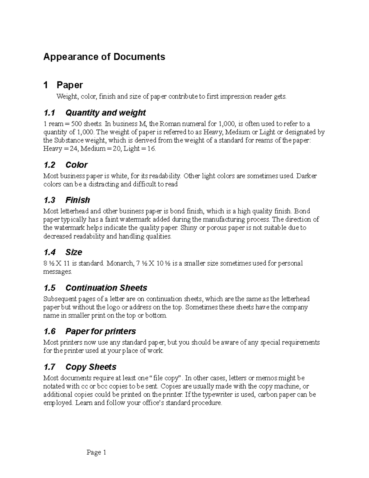 Appearance of Documents copy - Appearance of Documents 1 Paper Weight ...