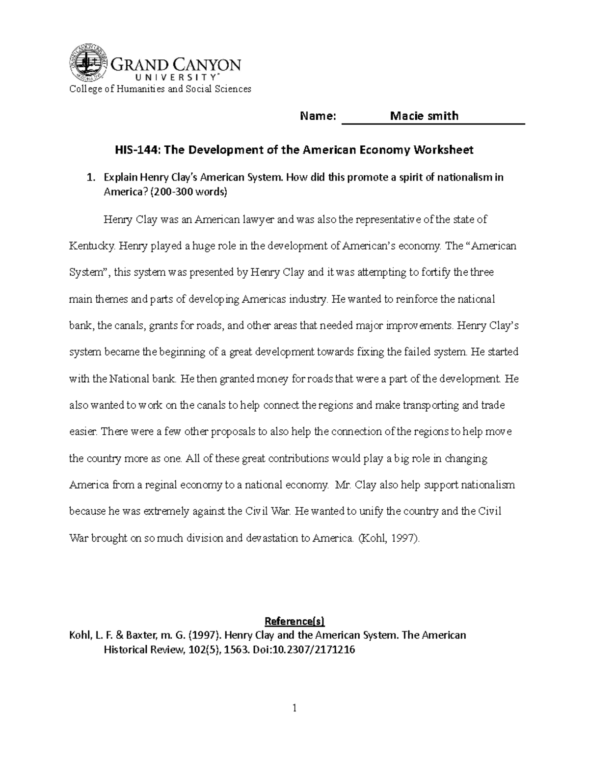 Development of the American Economy Worksheet - How did this promote a ...