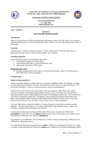 Rationalism and Empiricism - UTS - Lesson 1 - Course and Section: BSA 1- Instructions: Read the ...