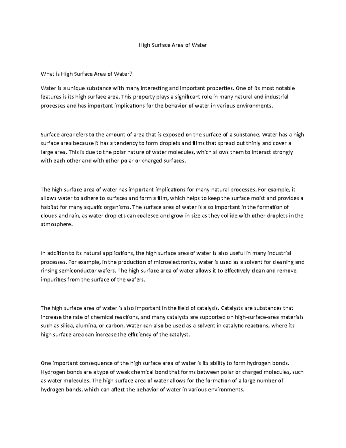 High Surface Area - One of its most notable features is its high ...