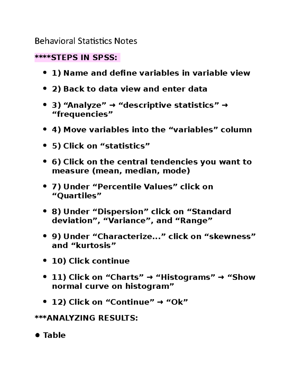Behavioral Statistics Notes 3 - Behavioral Statistics Notes ****STEPS ...