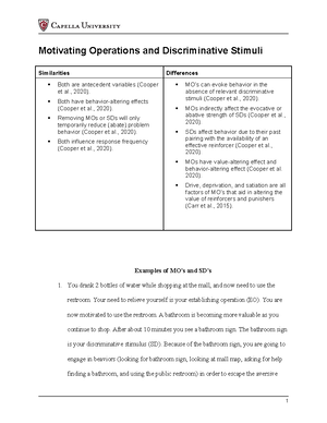 7709 Assignment 2 Operational definitions, stimulus class, and response ...