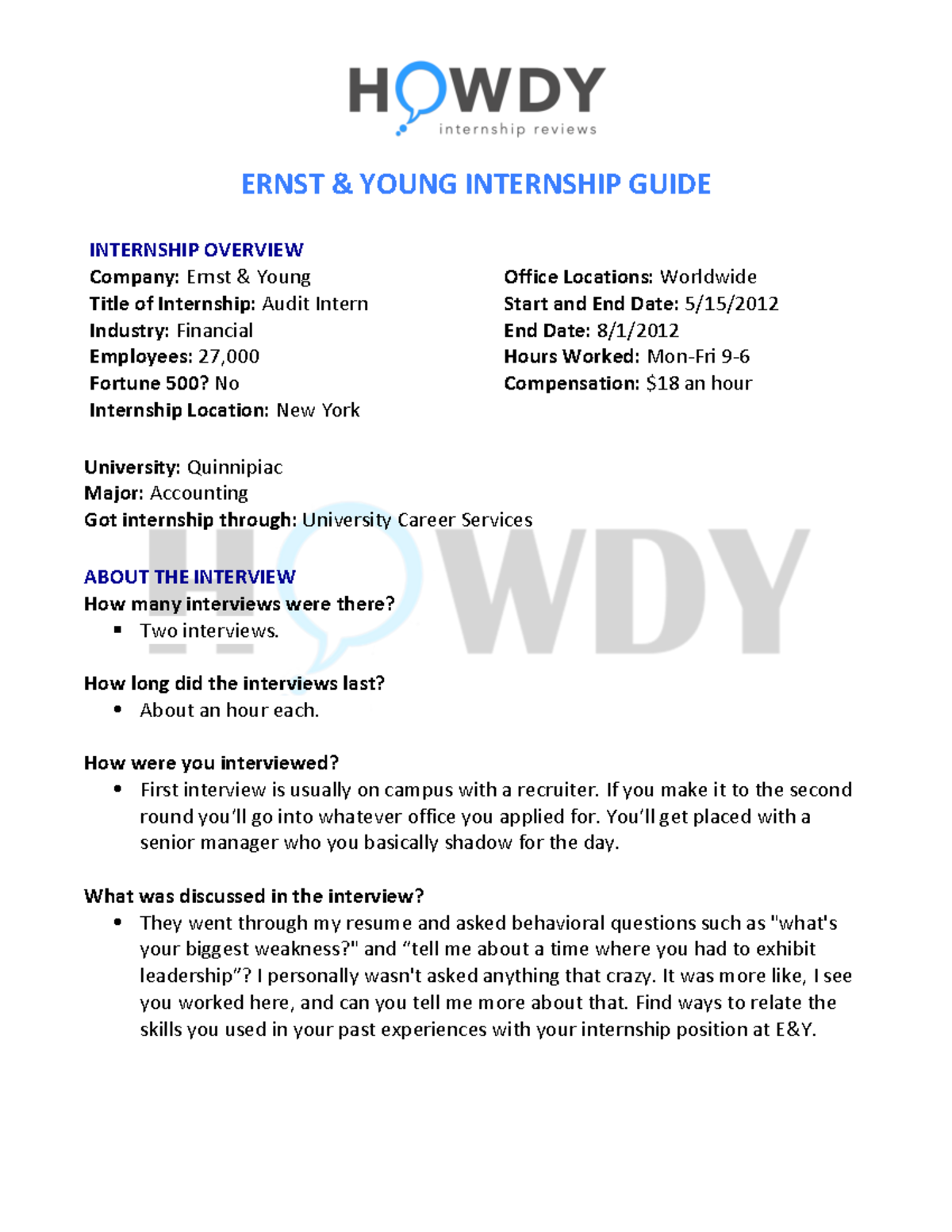 Ernst+and+Young+Intern+Guide - ERNST & YOUNG INTERNSHIP GUIDE ...
