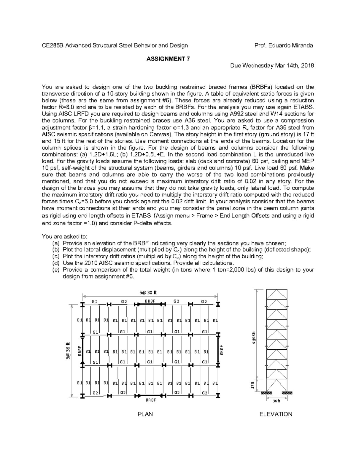 Assignment #7 - Miranda - CE285B Advanced Structural Steel Behavior and ...