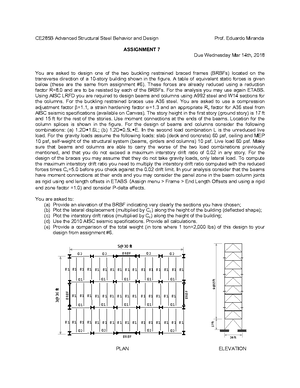 Solution Assignment #5 - CEE 285B: ADVANCED STRUCTURAL STEEL BEHAVIOR AND DESIGN SOLUTION ...