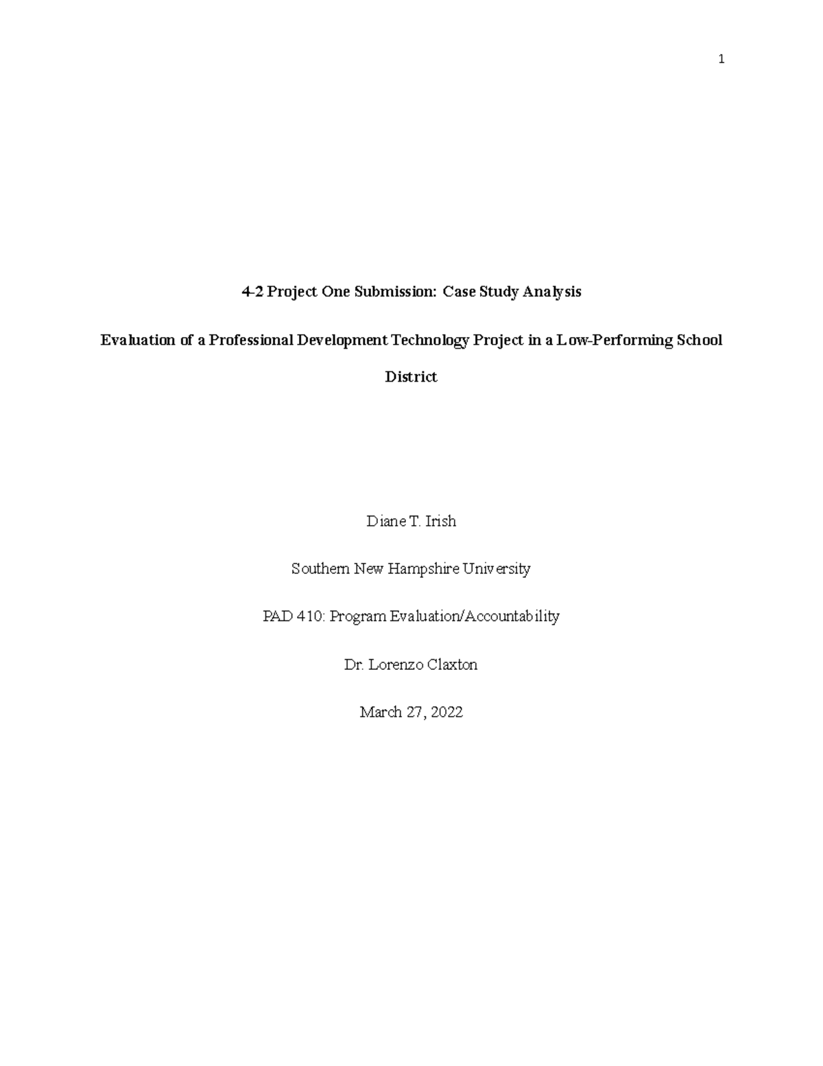 4-2 Project One Module 4 Case Study Final - 4-2 Project One Submission ...