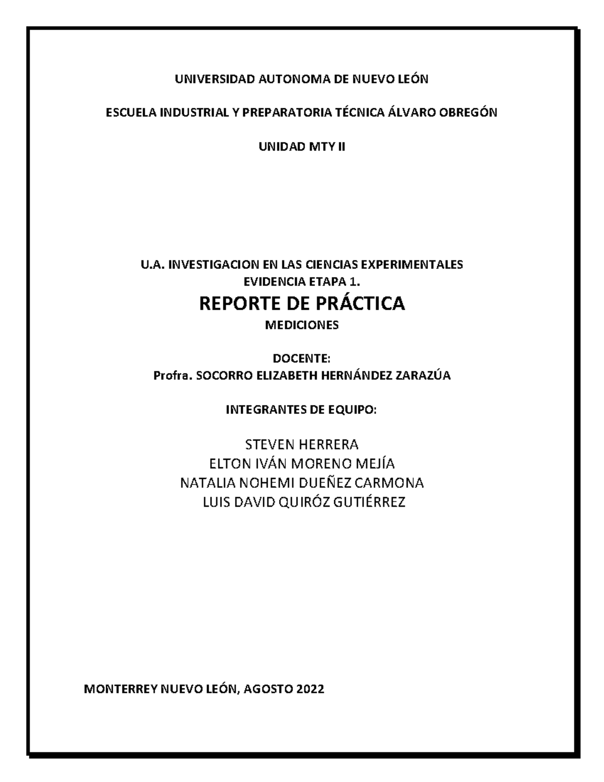 ET1 Nexus Reporte DE Practica Equipo 1 - UNIVERSIDAD AUTONOMA DE NUEVO LE”N ESCUELA INDUSTRIAL Y ...