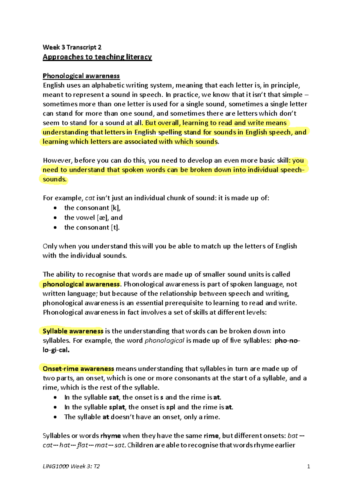 LING1000 Week 3 Transcript 2 - Warning: TT: undefined function: 32 Warning: TT: undefined ...