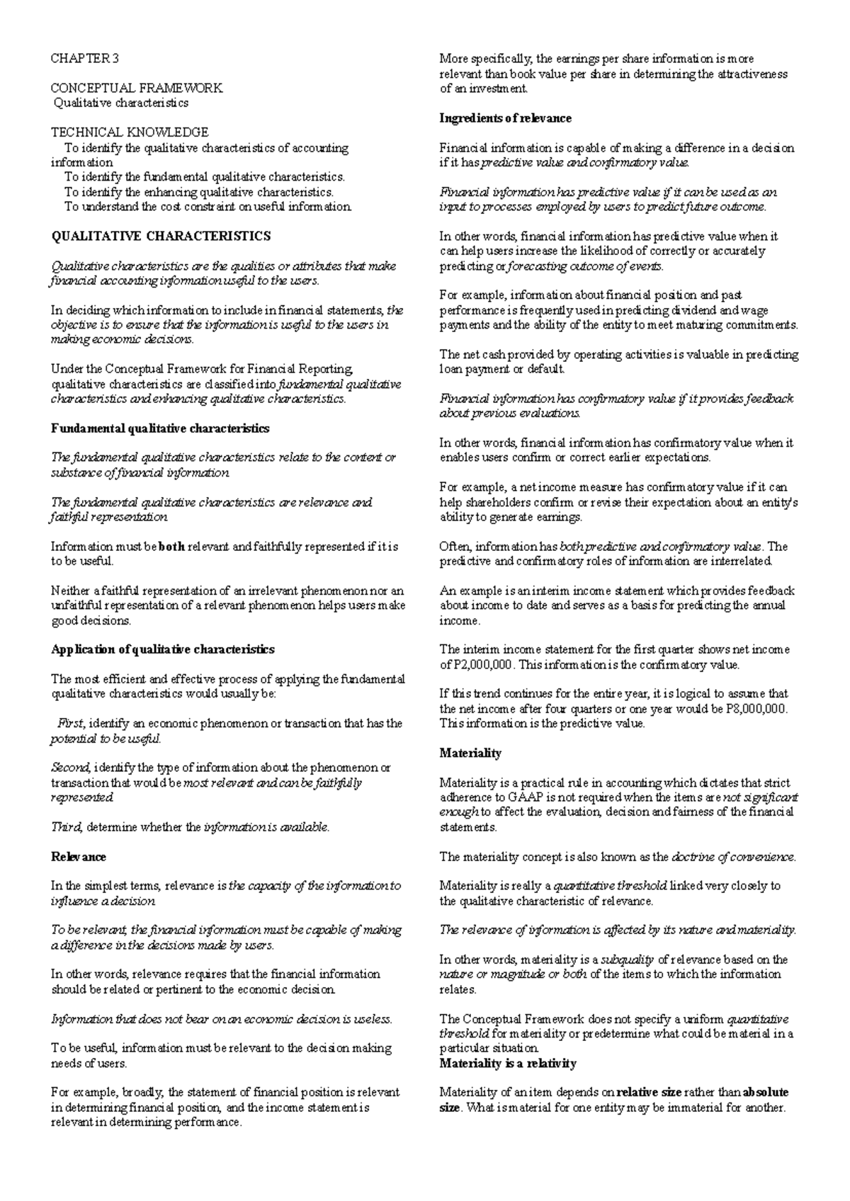 Cfas-chapter-3 - CFAS - CHAPTER 3 CONCEPTUAL FRAMEWORK Qualitative ...