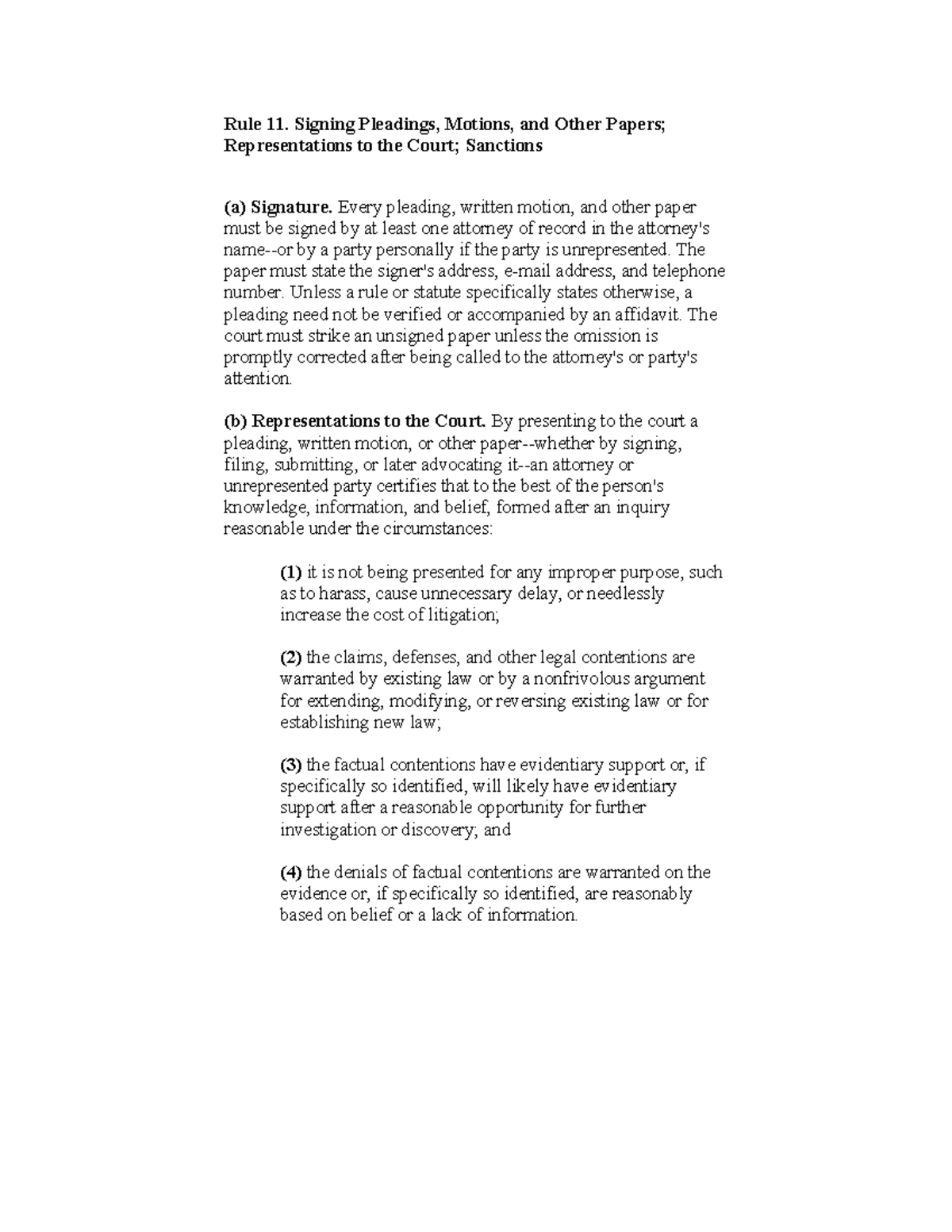 Rule 11 - description - Rule 11. Signing Pleadings, Motions, and Other ...
