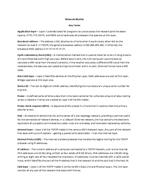 TCP IP Key Terms - TCP/IP Basics Key Terms Address Resolution Protocol ...