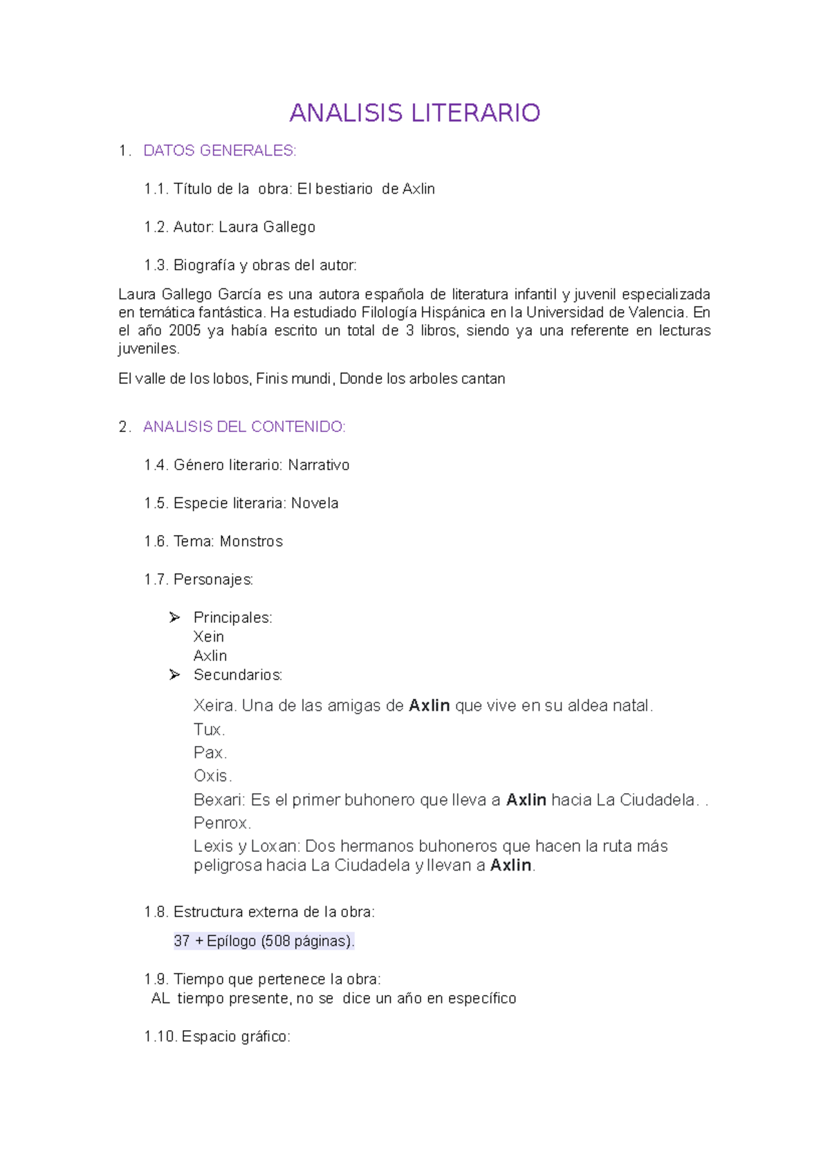 Analisis Literario Gabriel Alonzo - ANALISIS LITERARIO 1. DATOS ...