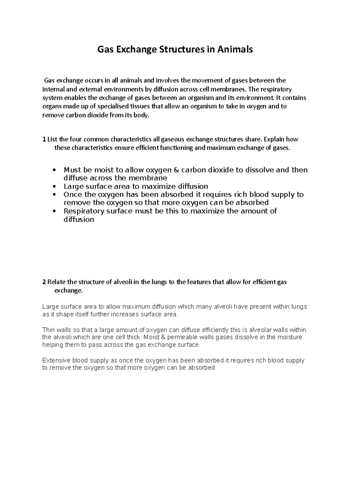 08.Gas Exchange Structures - The respiratory system enables the ...